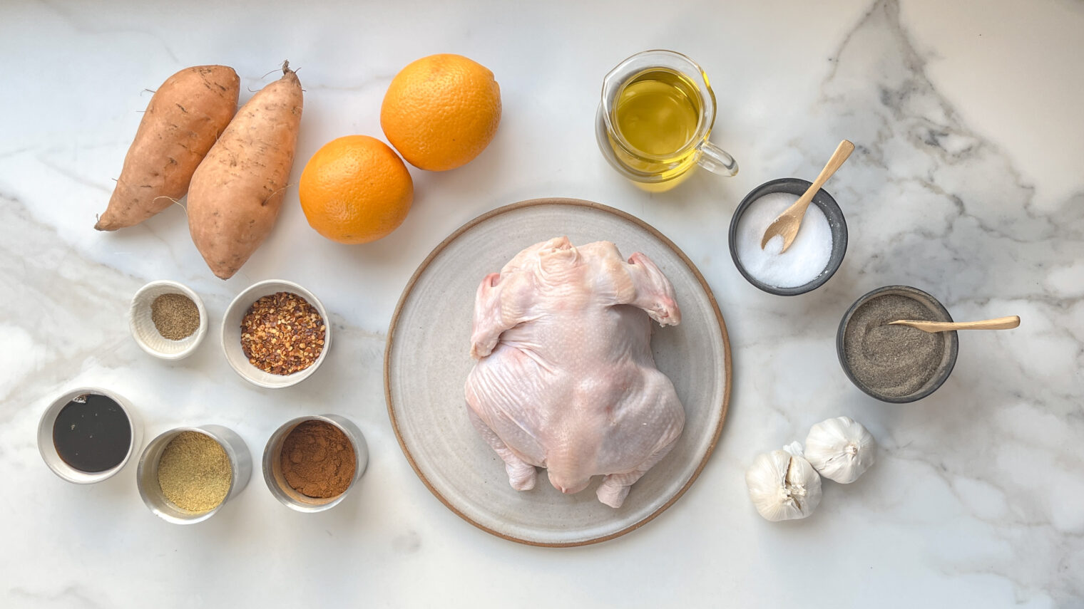 Orange and Herb Roasted Chicken with Sweet Potatoes - Cooking with Zahra