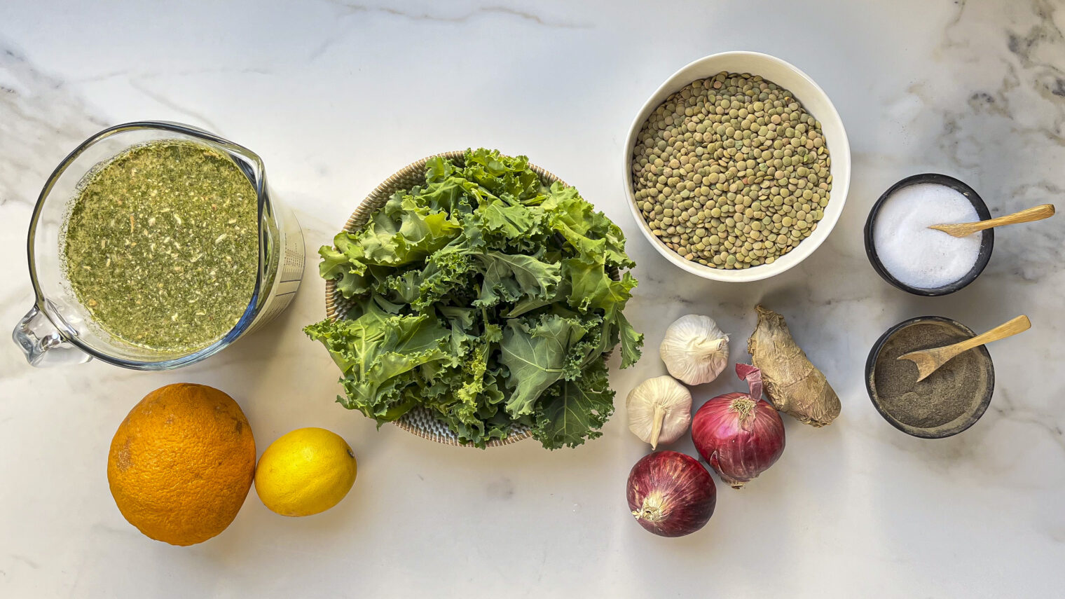 Hearty and Wholesome Green Lentil Soup with Kale - Cooking with Zahra