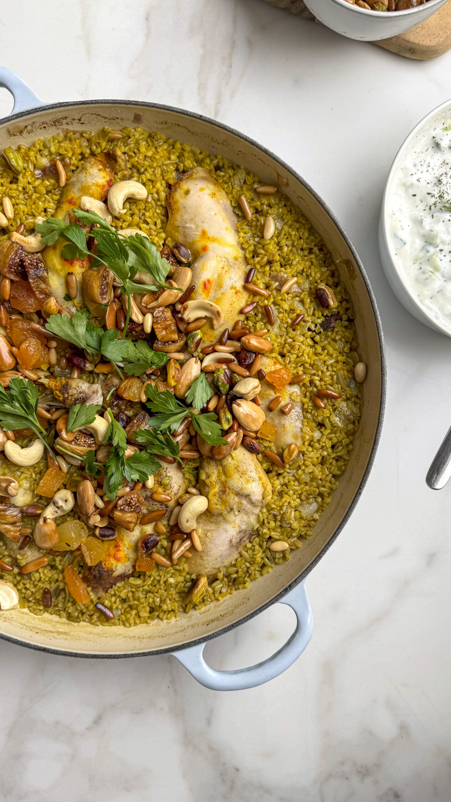 One-Pot Saffron Chicken with Freekeh - Cooking with Zahra