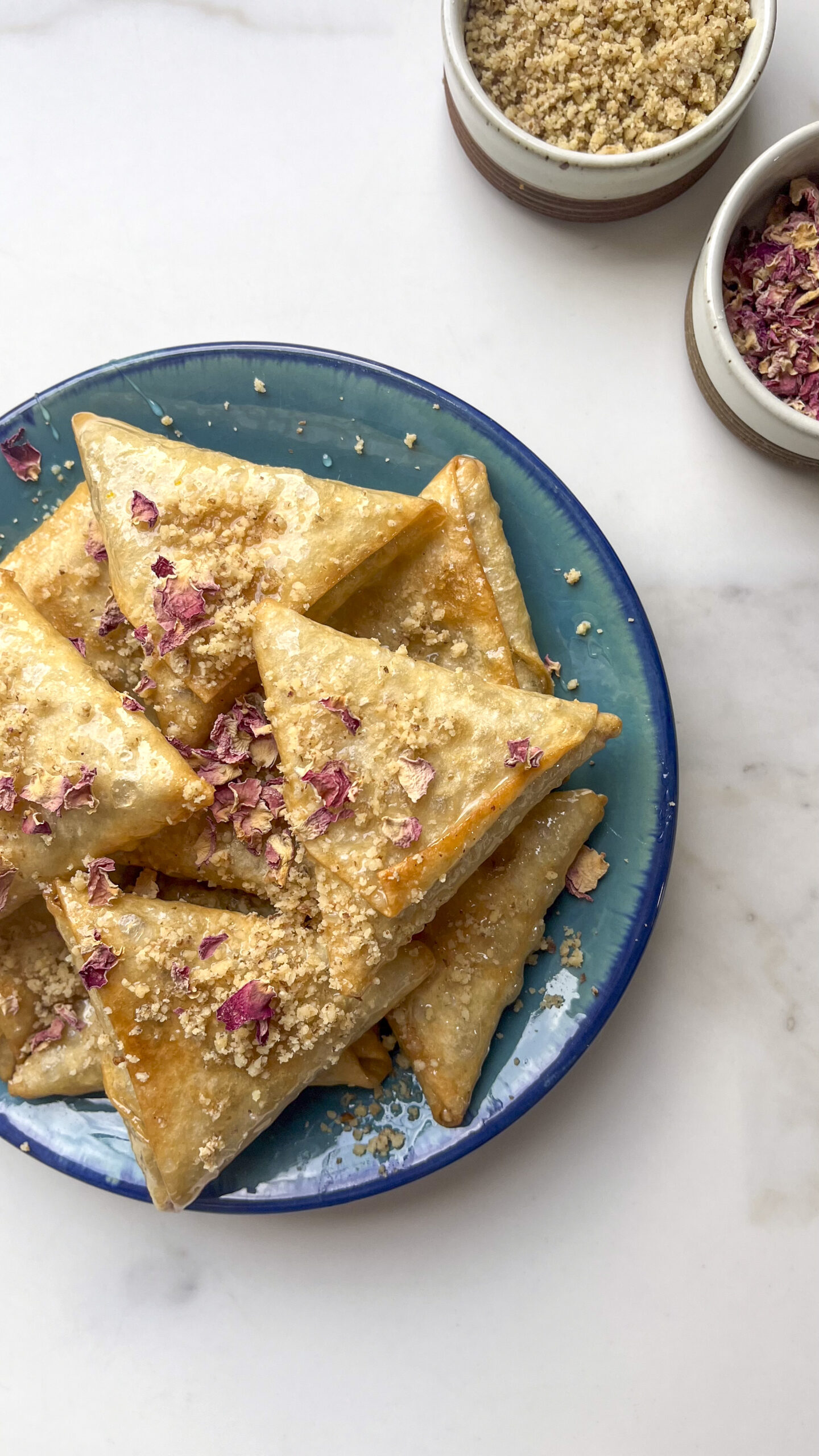 Walnut Samosas with Orange Blossom Syrup - Cooking with Zahra