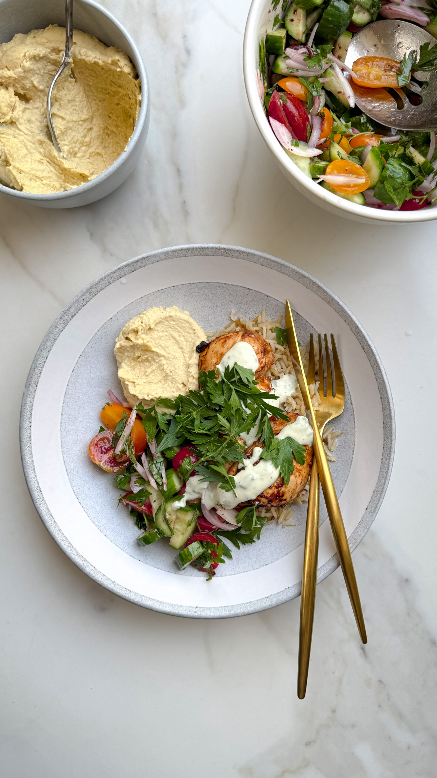 Arabic Spiced Chicken Bowl with Lemon & Herb Tahini - Cooking with Zahra
